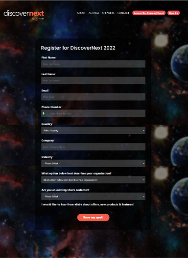 vFairs Landing Page Showcase